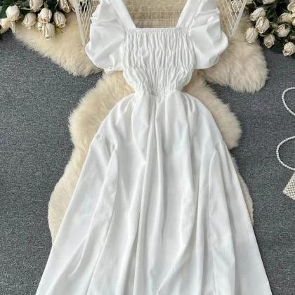 Women Dress Elegant Ruched High Waist Vintage Puff Sleeve Gothic Dress ...