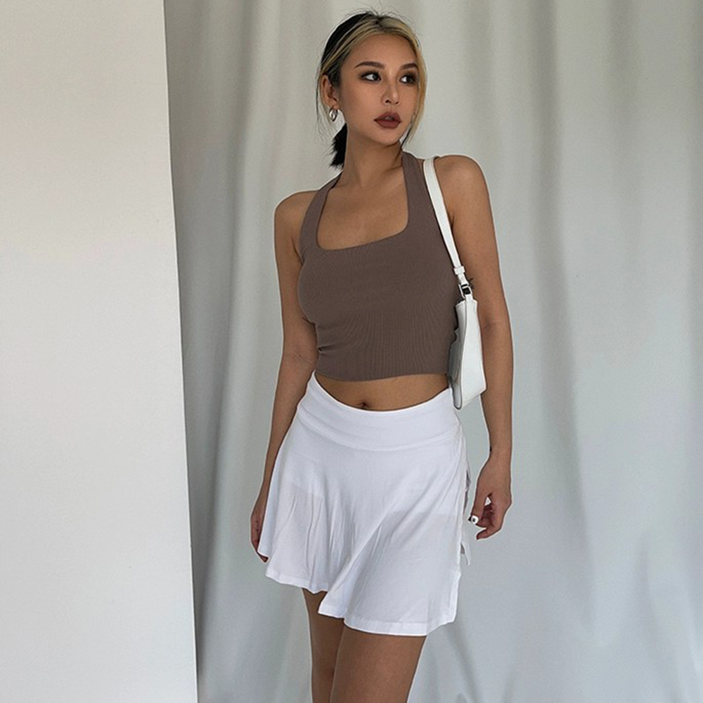 Sexy High Waist Split Skirt Sport Gym Stretch Short Skirt on Luulla