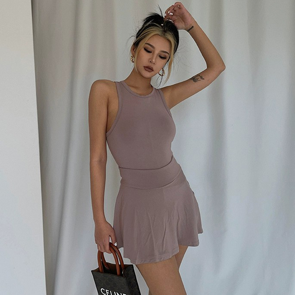 Sexy High Waist Split Skirt Sport Gym Stretch Short Skirt on Luulla