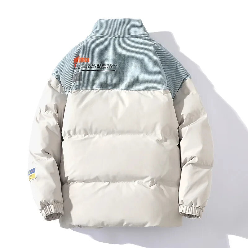Two-tone Puffer Jacket With Corduroy Detailing on Luulla