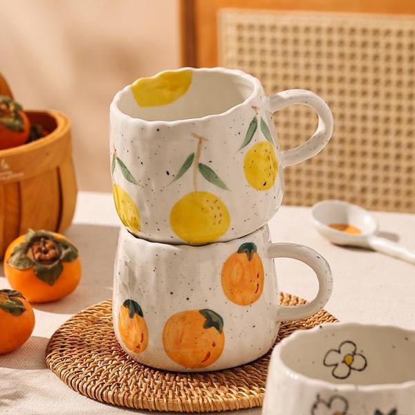 Japanese Ceramic Mugs Coffee Cups Ins Fresh Fruit Printed Milk Tea Cup ...