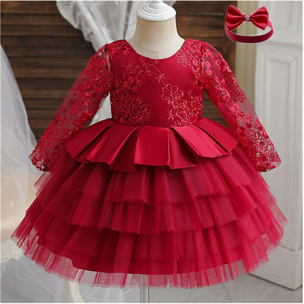 Toddler Girl Party Dress Embroidery Floral Birthday Princess Costume ...