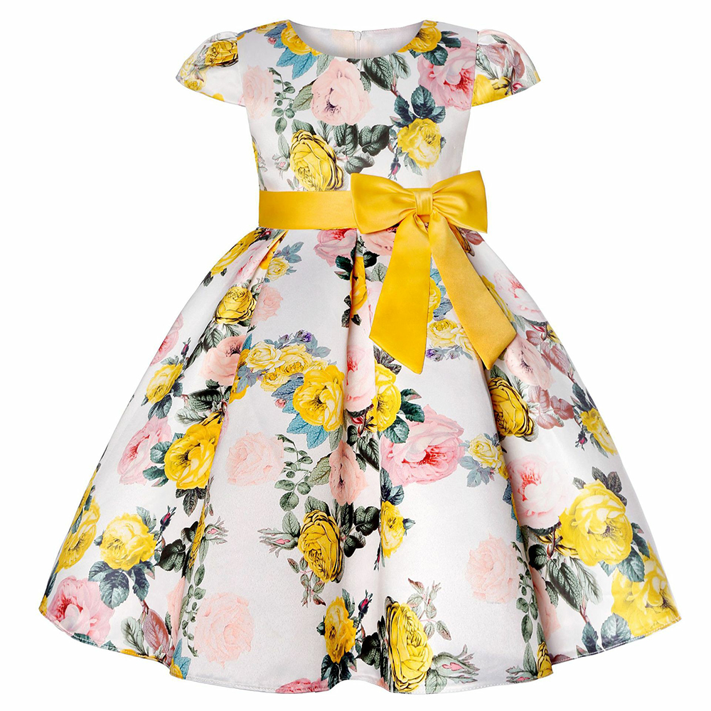 Kids Elegant Flower Dress For Girls Vintage Children Weddings Prom Gown ...
