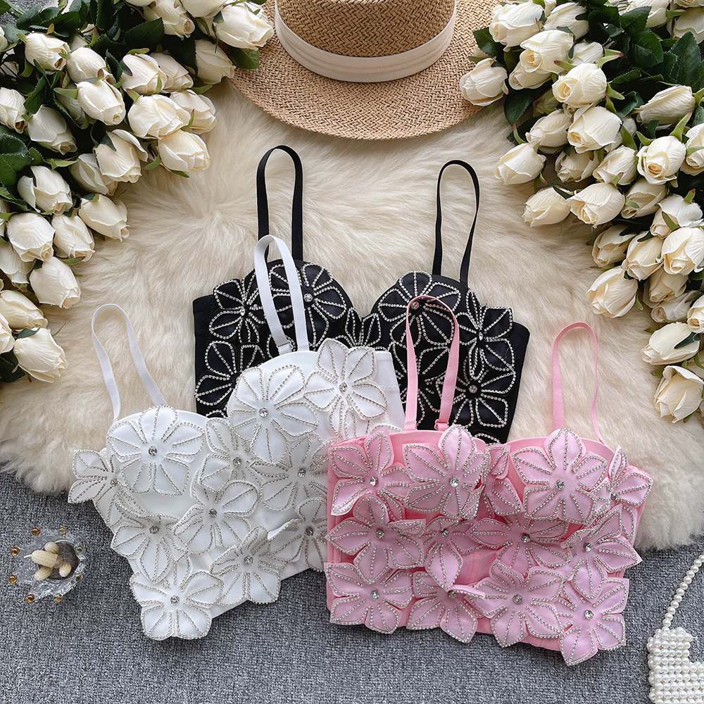 Diamond Backless Camisole Women Floral Strap Elegant Fashion Solid ...