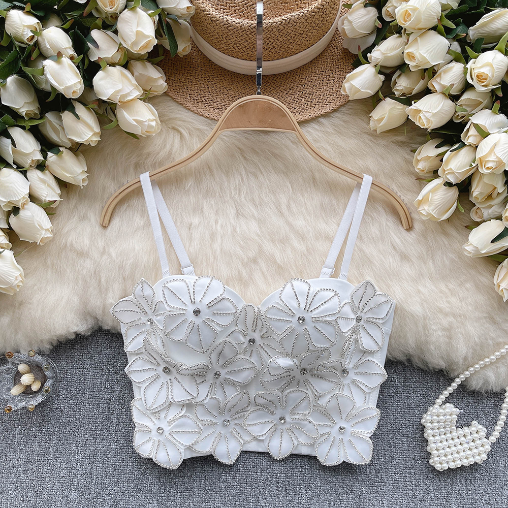 Diamond Backless Camisole Women Floral Strap Elegant Fashion Solid ...