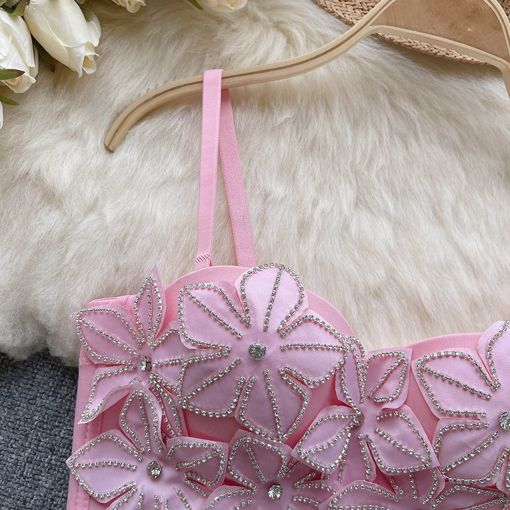 Diamond Backless Camisole Women Floral Strap Elegant Fashion Solid ...