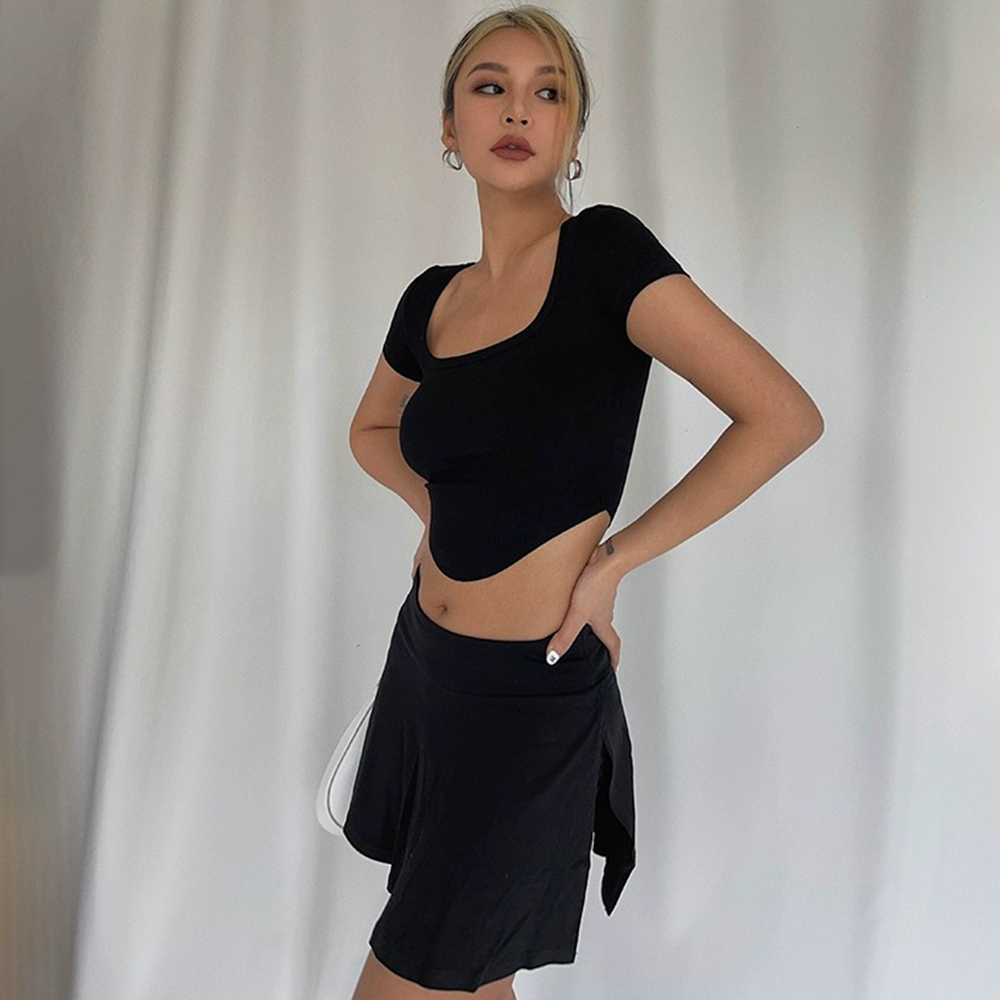 Sexy High Waist Split Skirt Sport Gym Stretch Short Skirt on Luulla